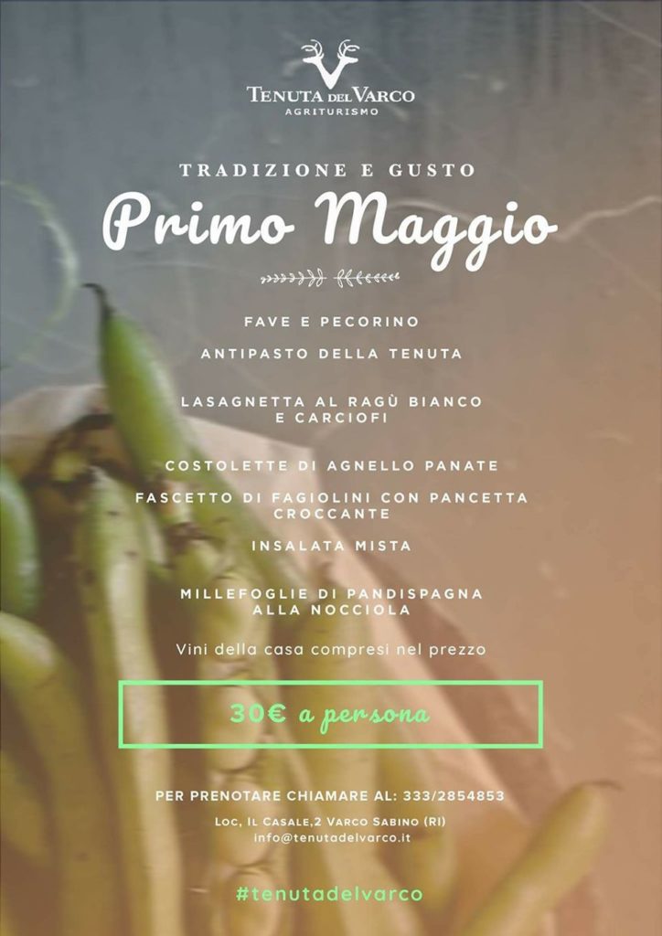 Primo maggio menù - Tenuta del Varco
